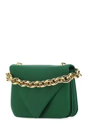 Bottega Veneta Green Leather Chain Shoulder Bag - Multicolor
