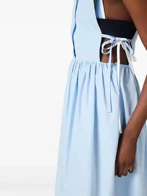 Miu Miu Sleeveless Poplin Dress With Side Ties - Blue