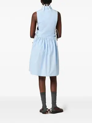 Miu Miu Sleeveless Poplin Dress With Side Ties - Blue