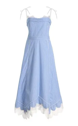 SIMKHAI SIMKHAI Avalleigh Lace-Trimmed Cotton Midi Dress