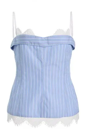 Simkhai Surie Bustier Cotton Lace Top - Blue