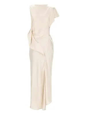 Victoria Beckham Kyra Asymmetrical Draped Midi Dress - Ivory