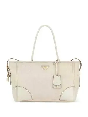 Prada Large Canvas Tote Bag - Neutrals
