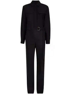 Another Tomorrow High-neck Belted Jumpsuit - Black