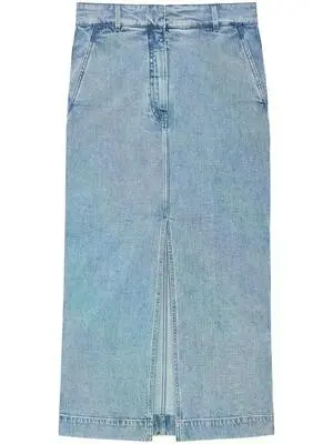 Another Tomorrow Organic Cotton Denim Midi Skirt