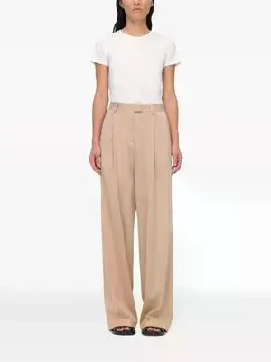 Another Tomorrow Pleated Merino Wool Trousers