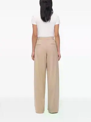 Another Tomorrow Pleated Merino Wool Trousers