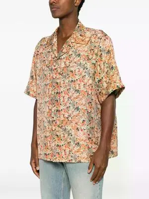 Valentino Garavani Floral-print Camp-collar Button-down Silk Shirt - Neutrals