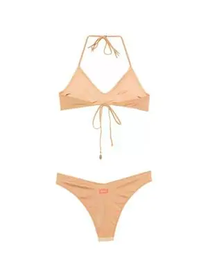 COTAZUR Crochet-knit Halterneck Bikini - Gold