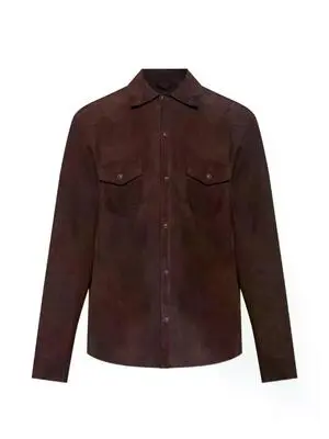 Eleventy Suede-panelled Western-yoke Jacket - Brown