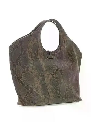 GIANNI CHIARINI Infinity Python-effect Leather Tote Bag - Brown