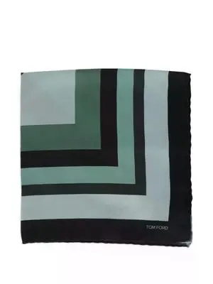 TOM FORD Striped Logo-print Pocket Square - Black