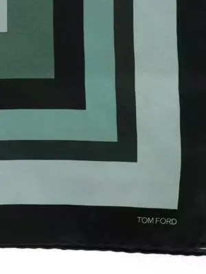 TOM FORD Striped Logo-print Pocket Square - Black