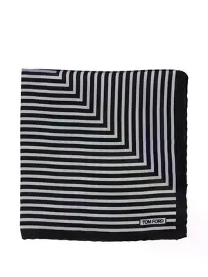 TOM FORD Striped-pattern Pocket Square - Black