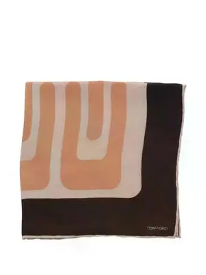 TOM FORD Geometric-print Pocket Square - Brown