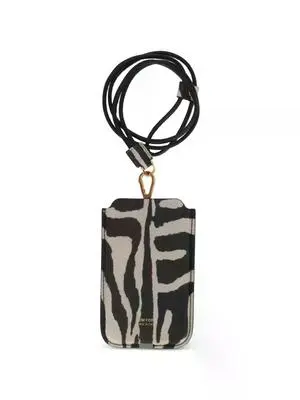 TOM FORD Zebra-print Detachable-strap Phone Case - Black