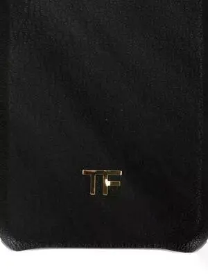 TOM FORD Logo-plaque Grained-texture Leather Phone Case
