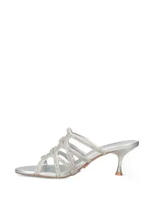 ALBANO Vanity Crystal-embellished Caged Sandals - Silver