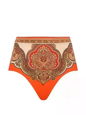 Zimmermann Paisley Print High-waisted Bikini Bottom - Orange