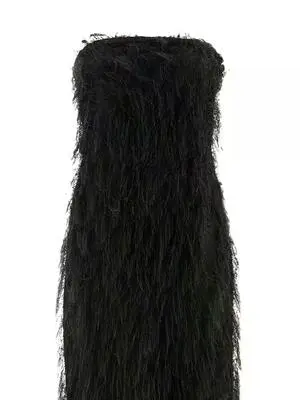 FERRAGAMO Strapless Eyelash Fabric Midi Dress
