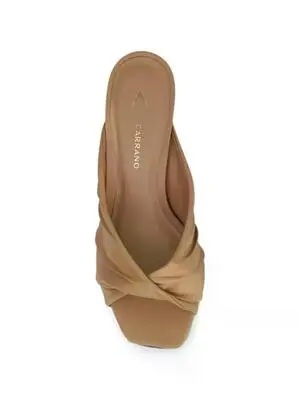 ANDREA CARRANO Ruched Leather Sandals - Neutrals