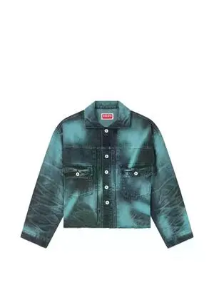 Kenzo Boke Flower Logo Print Raw-cut Denim Jacket