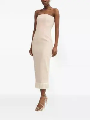 SIMONA CORSELLINI Strapless Fringed Hem Dress