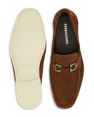 FERRAGAMO Gancini Ornament Loafers - Mid Brown/white