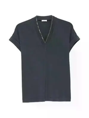 Brunello Cucinelli Monili Trim V-neck T-shirt