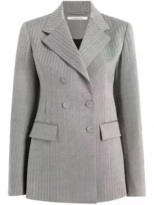 Another Tomorrow Herringbone Double-breasted Blazer