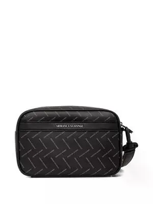 Armani Exchange Logo Print Wash Bag - Black