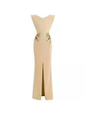 GEMY MAALOUF Embroidered Structured Neckline Dress
