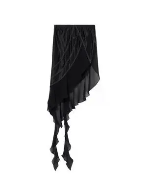 Off-White Asymmetrical Skirt With Contrast Stitching - Black