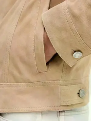TRUSSARDI Suede-finish Button-up Jacket