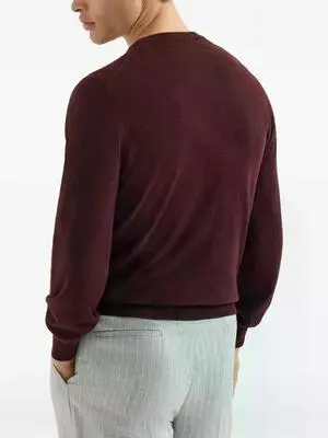 Brunello Cucinelli Rib Knit Cashmere Crew Neck Sweater - Red