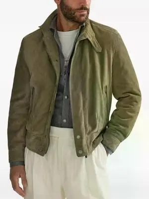 Brunello Cucinelli Suede Outerwear Jacket With Thermore® Padding And Stand Collar