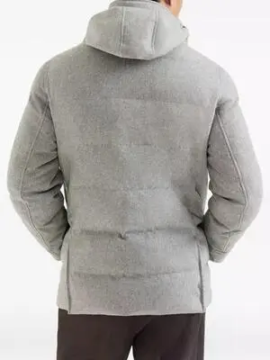 Brunello Cucinelli Bonded Wool Flannel Down Parka With Detachable Hood