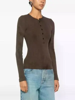 Citizens Of Humanity Drea Waffle-knit Henley Top - Green