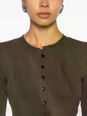 Citizens Of Humanity Drea Waffle-knit Henley Top - Green