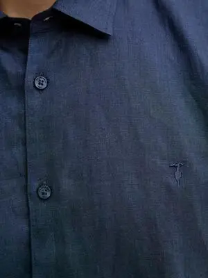 TRUSSARDI Logo-embroidered Linen Shirt
