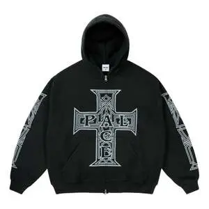PALACE Y So Cross Pigment Zip Up Hoodie - Black