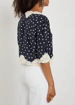 Rixo Ursula Polka Dot Puff Sleeve Top