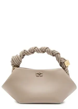 GANNI Bou Mini Leather Top Handle Bag - Grey