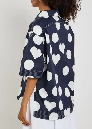 Jacquemus La Chemise Marin Polka Dot Cotton-poplin Shirt - Navy