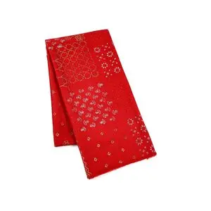 HERITAGEMODA Handwoven Wool Scarf With Gold & Silver Block Print - Red