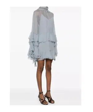 Chloé Ruffled Sheer Mini Dress