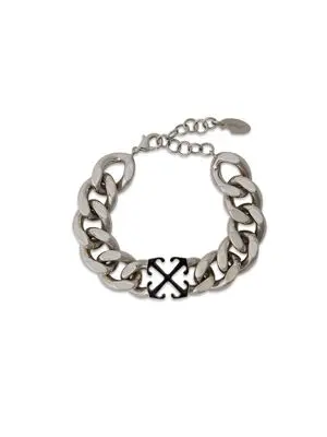 Off-White Enamel Arrow Curb Chain Bracelet - Gray