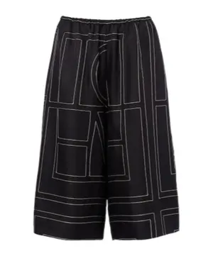 TOTEME Embroidered Silk Bermuda Shorts - Black