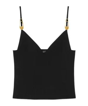 Versace Safety Pin Detailed V-neck Knitted Top