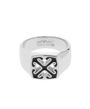 Off-White Arrow Cut-out Detailed Ring - Silver